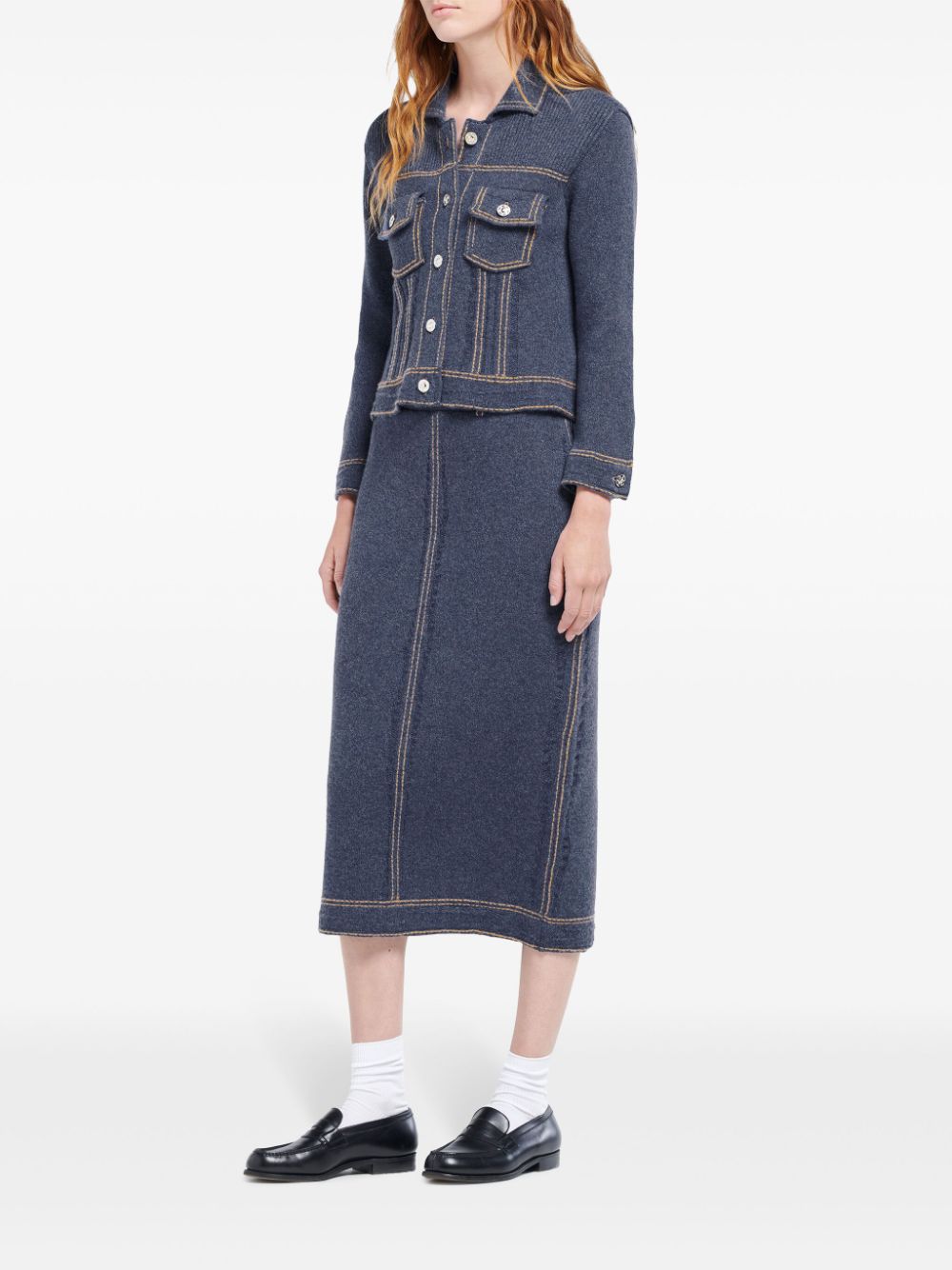 BARRIE Barrie Contrast-Stitch Knitted Jacket