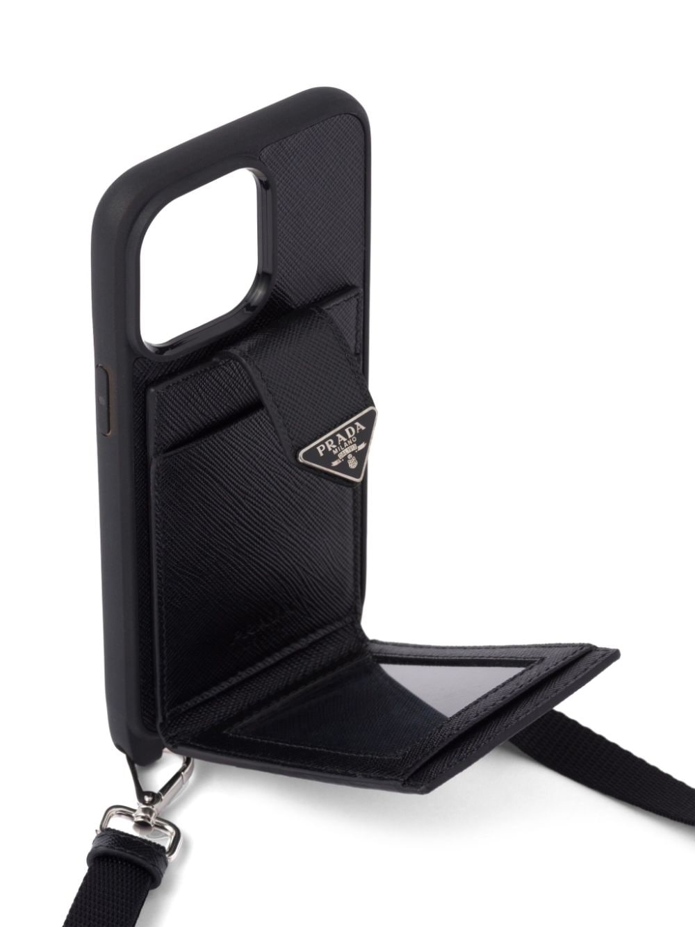 Prada Saffiano Leather Iphone 14 Pro Max Case - Black | Editorialist