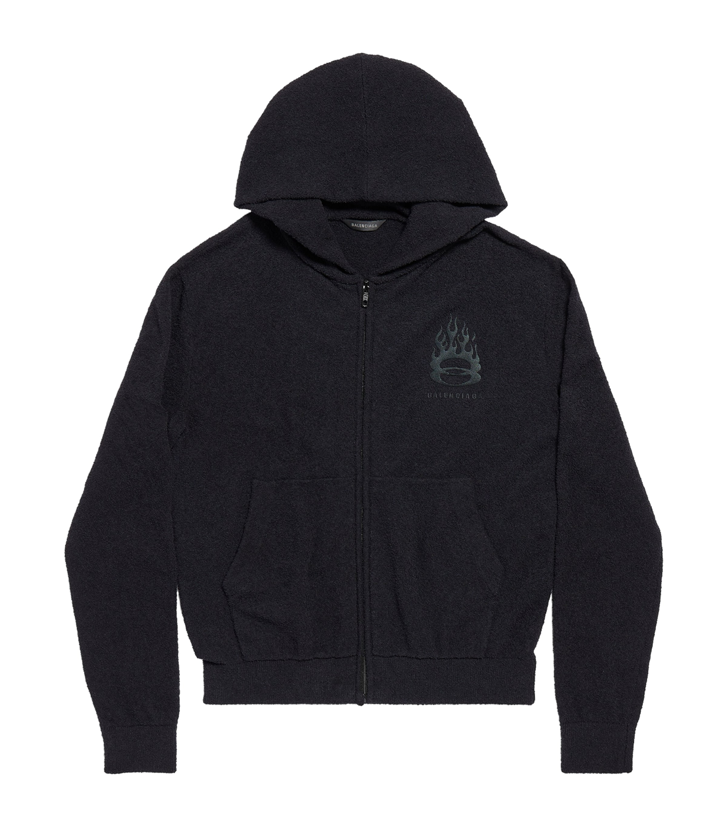 BALENCIAGA フレイムロゴ ジップアップパーカー ブラック Balenciaga Flame Logo Zip-Up Hoodie - Black | Editorialist