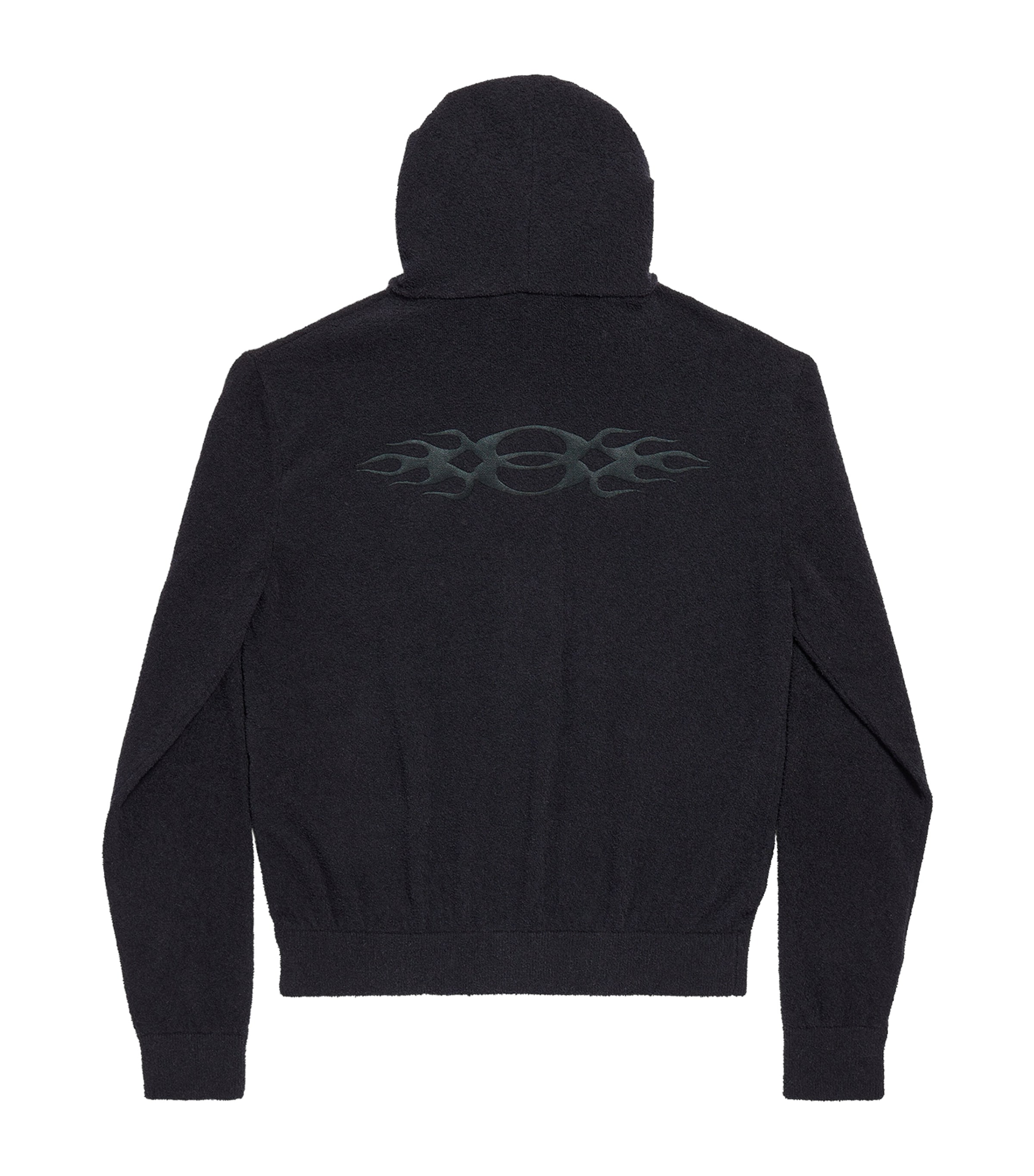 Balenciaga Flame Logo Zip-Up Hoodie - Black | Editorialist