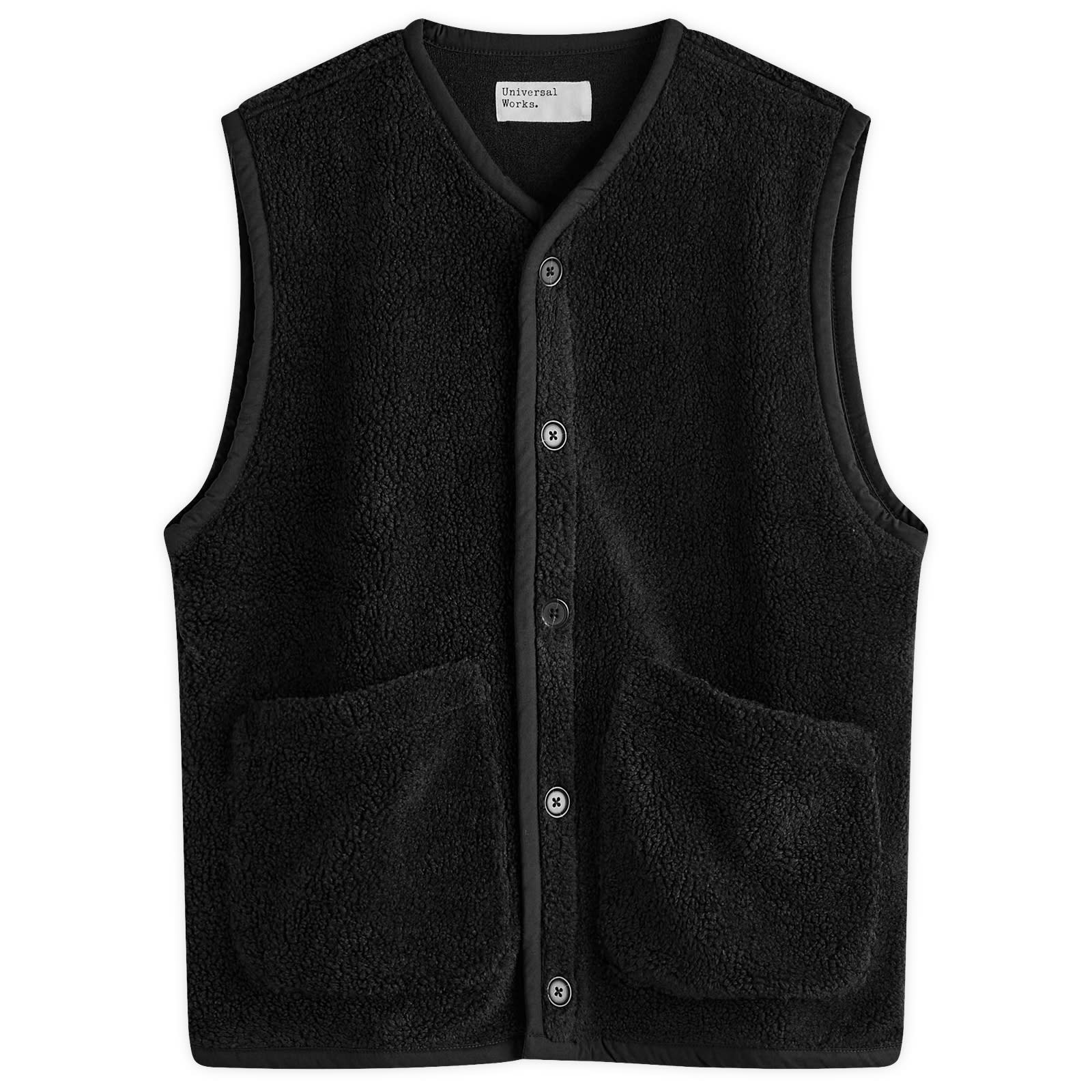 Universal Works Mountain Fleece Lancaster Gilet In Black - 20% Off 