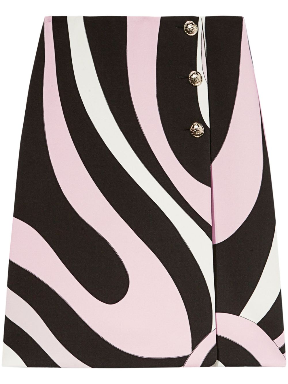 Emilio Pucci Abstract-Pattern Print Midi Skirt - Black | Editorialist