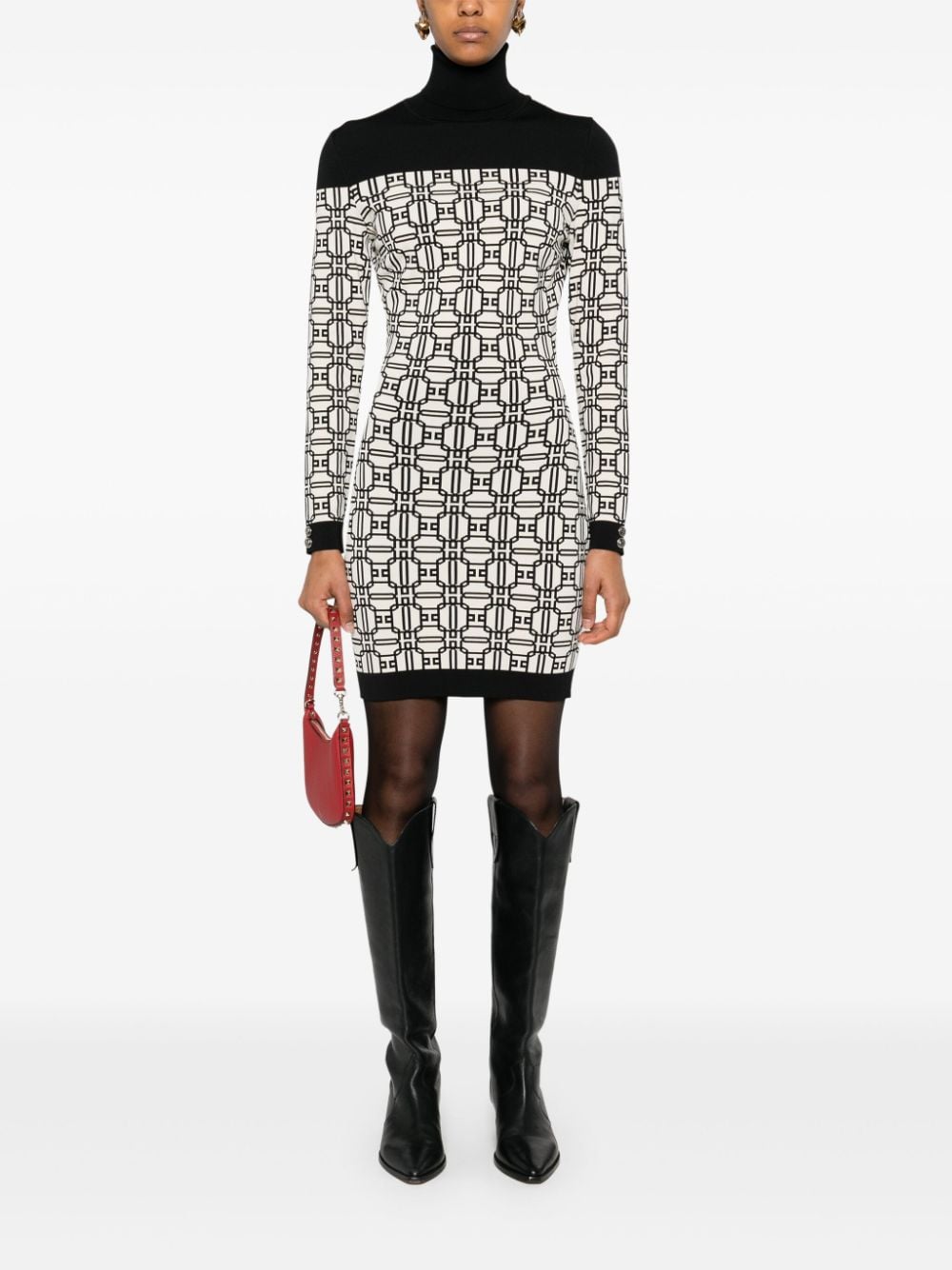 ELISABETTA FRANCHI Elisabetta Franchi Jacquard Logo Mini Dress