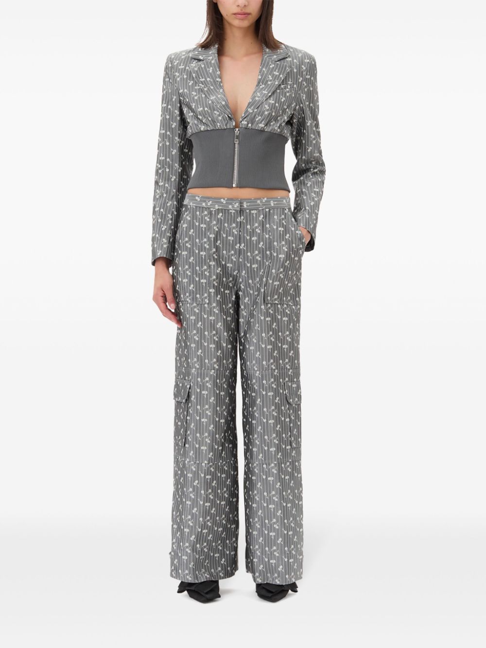 GANNI GANNI Jacquard Cropped Blazer