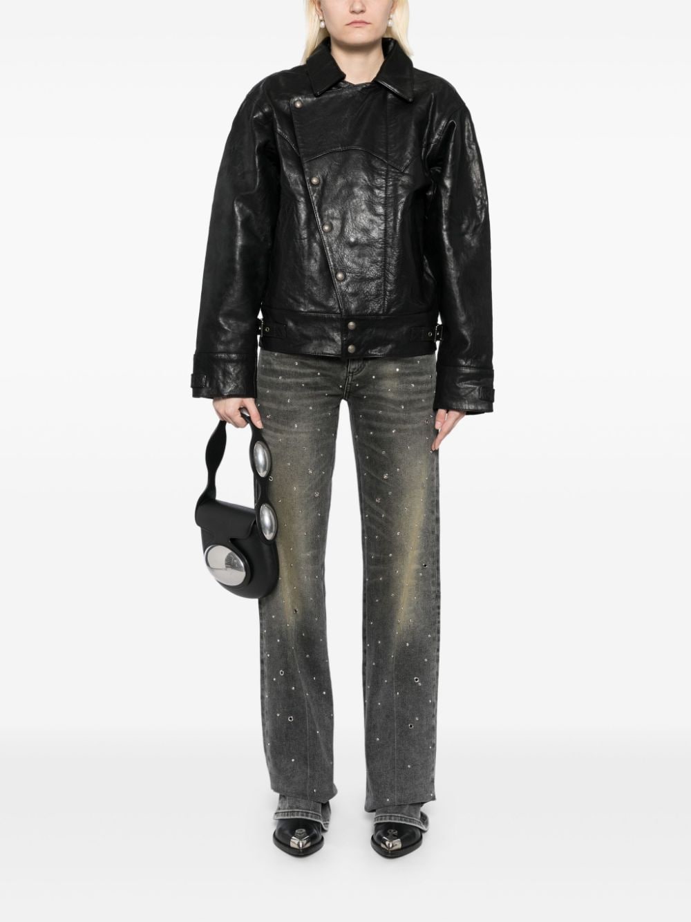 R13 R13 Asymmetrical Studded Jacket