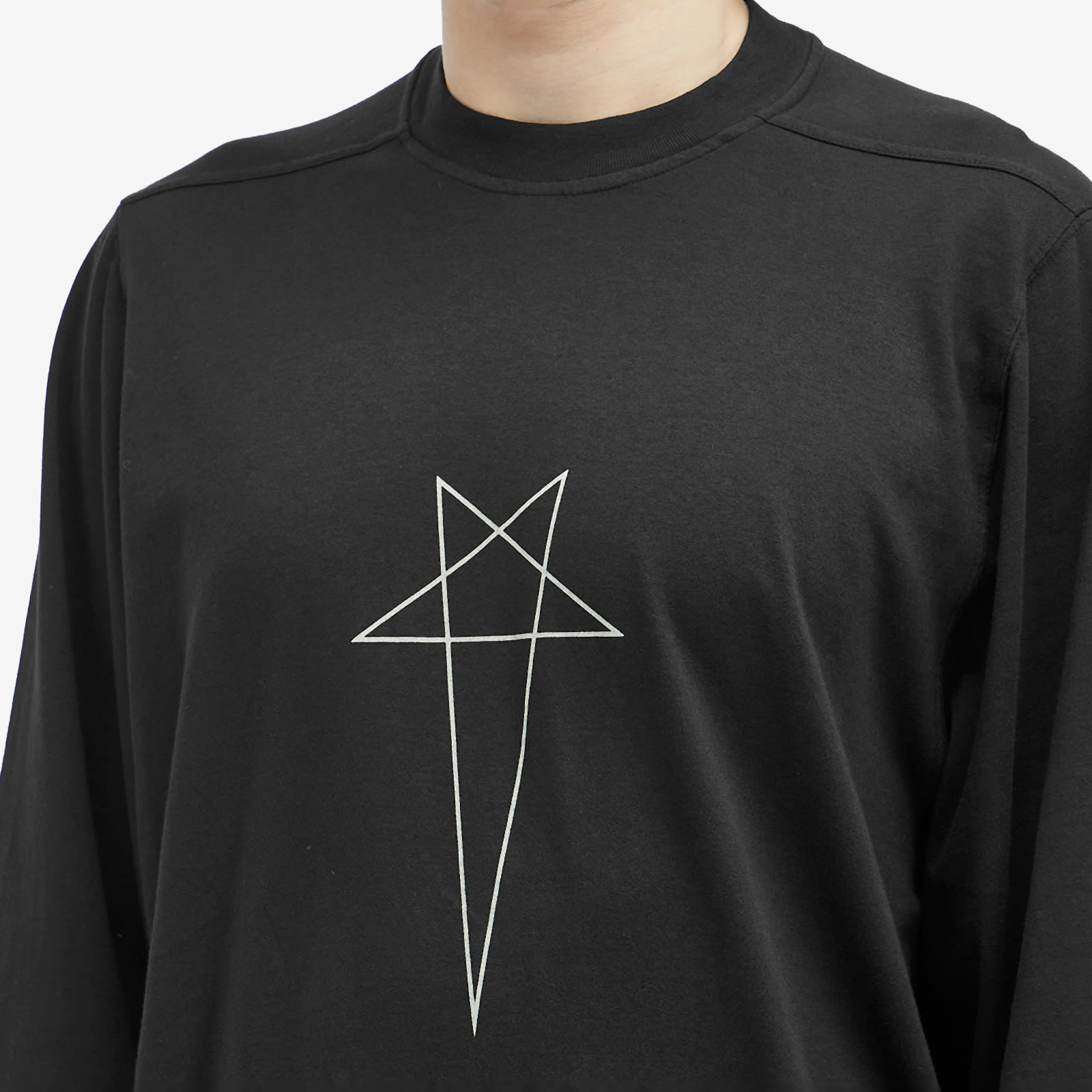 Rick Owens Pentagram Jumbo Long Sleeve T-Shirt In Black - 40% Off
