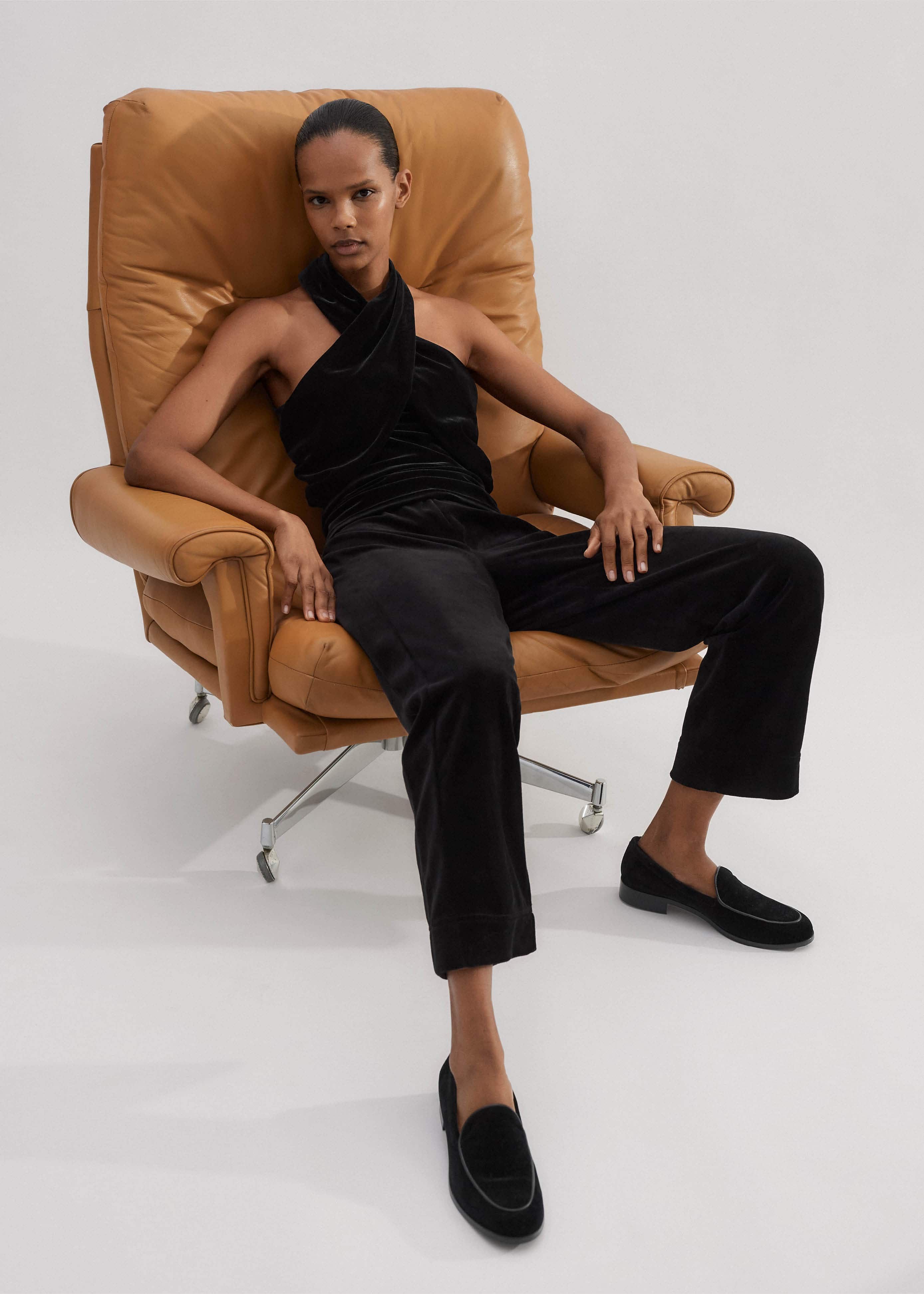 ME+EM Fluid Velour Halterneck Top