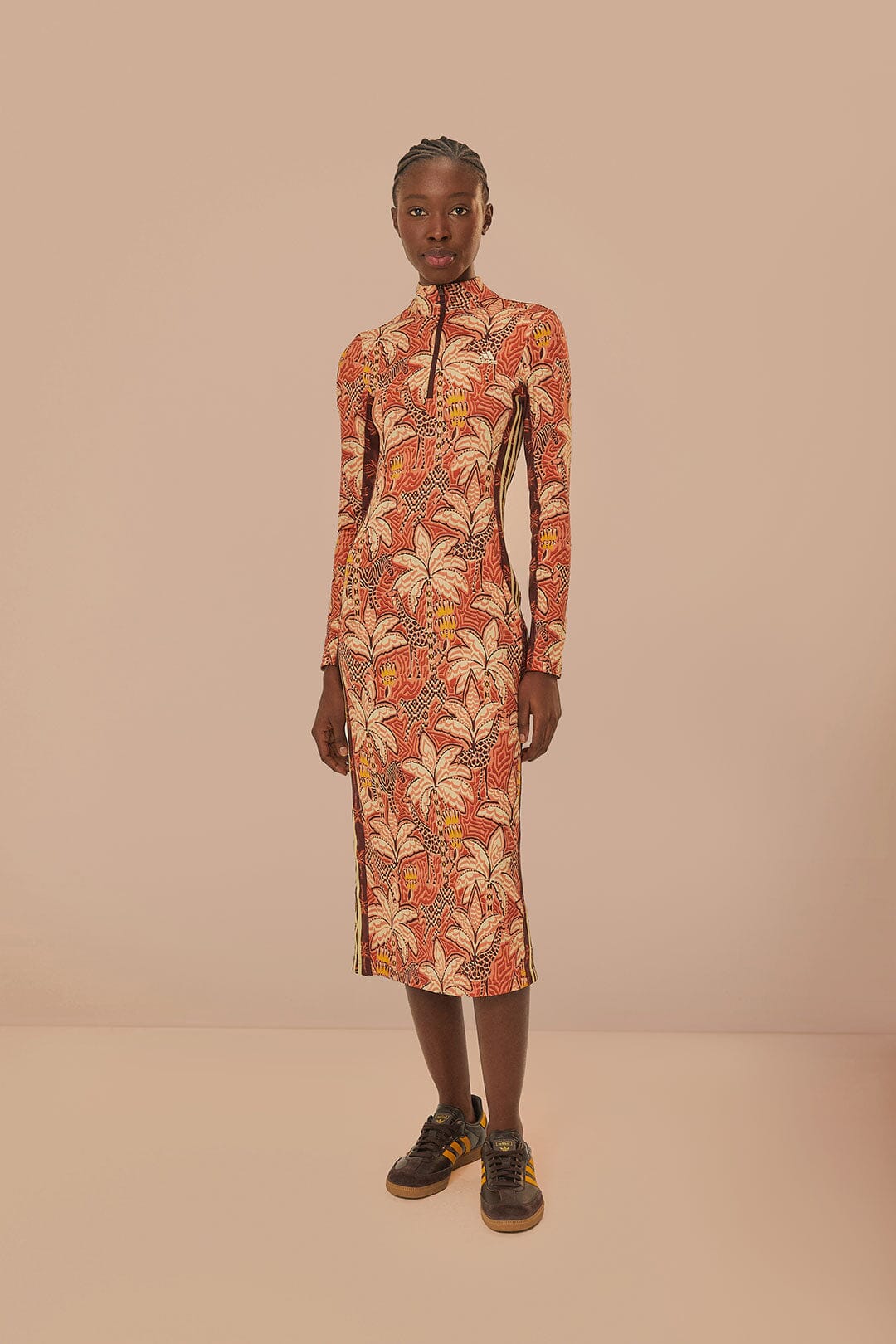 Farm Rio Adidas Zip-Up Dress - Beige | Editorialist Farm Rio Adidas Zip-Up Dress - Beige | Editorialist