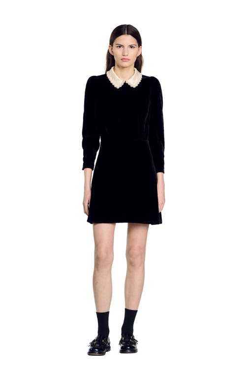 short velvet dress sandro Short velvet dress black / gray For Women