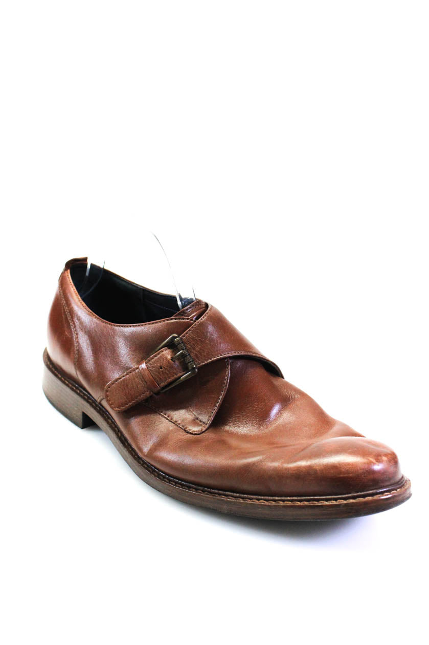 Cole Haan Leather Single Monk Strap Dress Shoes - Brown 