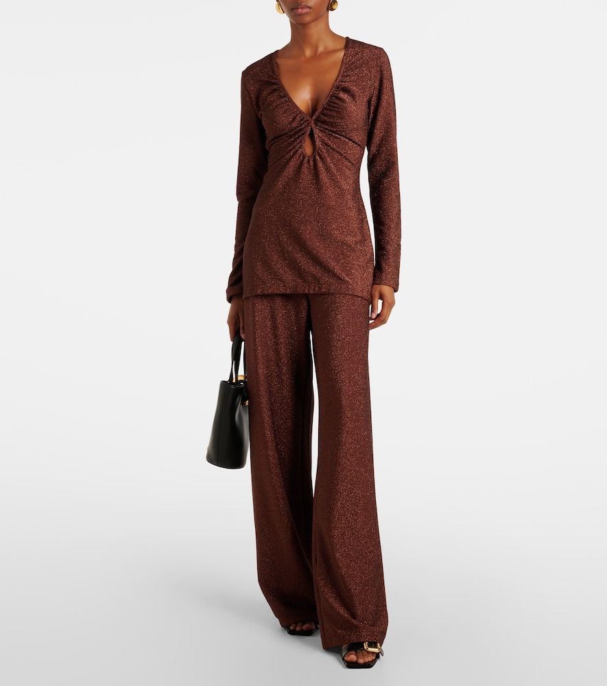 JOHANNA ORTIZ Johanna Ortiz Lamé High-Rise Wide-Leg Pants