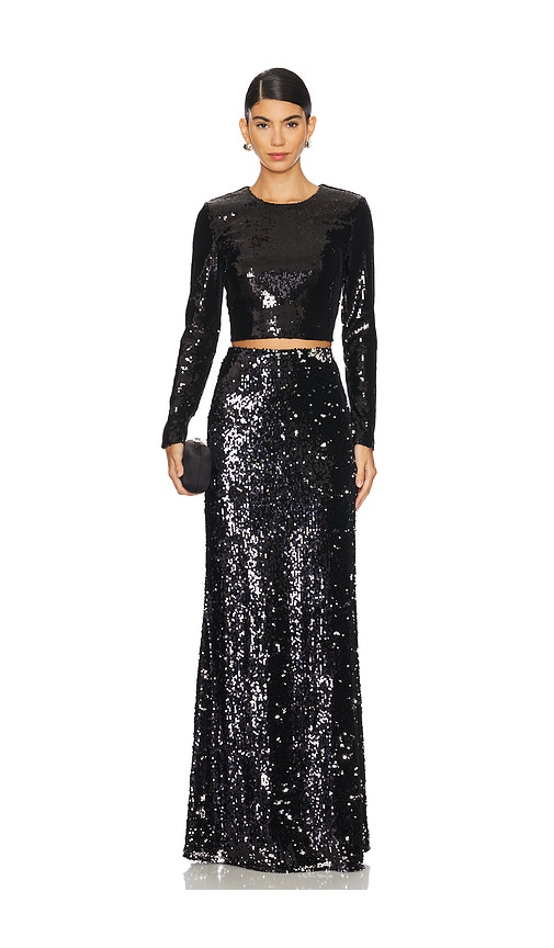 L'AGENCE L'AGENCE Rogan Crop Sequin Long Sleeve Top
