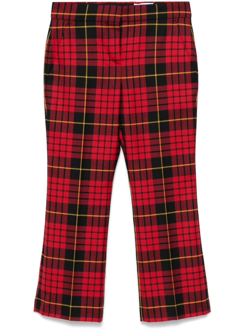 Alexander Mcqueen Tartan-Check Cropped Trousers In Red - 42% Off