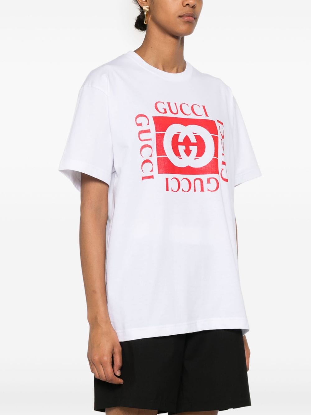 Gucci Printed Cotton T-Shirt In White - 25% Off | Editorialist