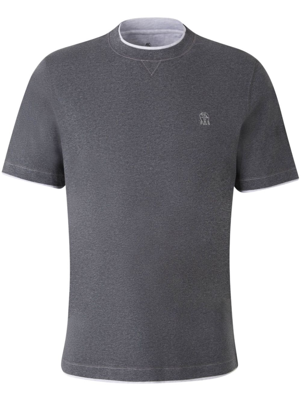 Brunello Cucinelli Logo-Print T-Shirt - Grey | Editorialist