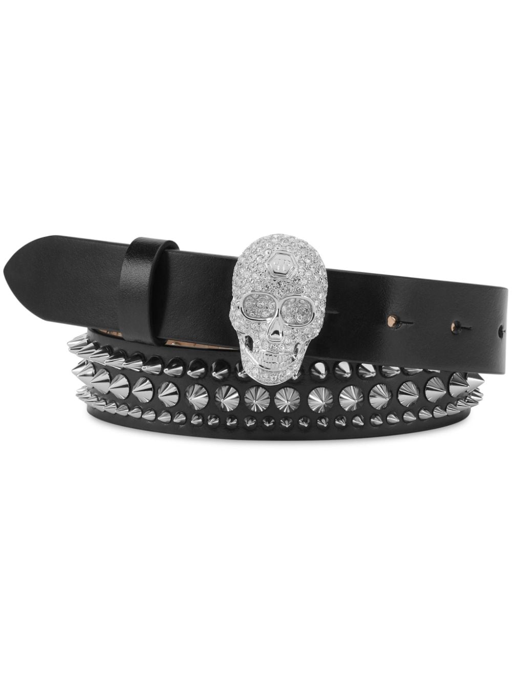PHILIPP PLEIN Philipp Plein Crocodile-Effect Leather Clutch Bag with Embellished Handle