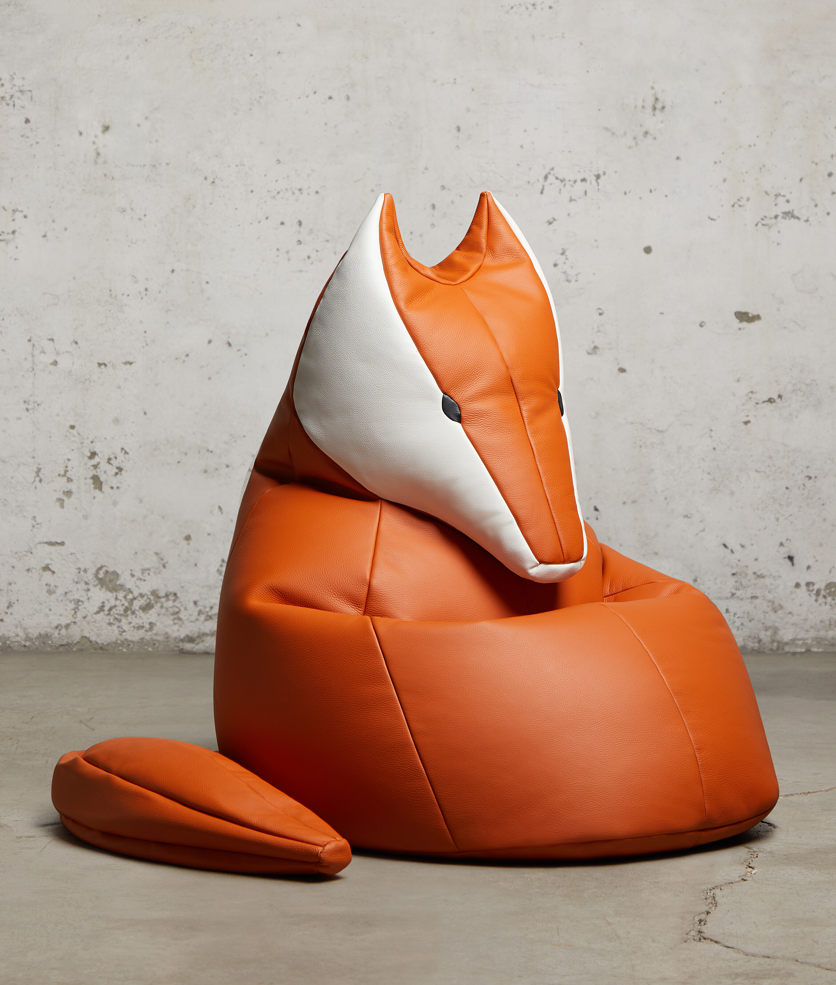 Bottega Veneta Medium Fox Pouf - Papaya/White/Black | Editorialist