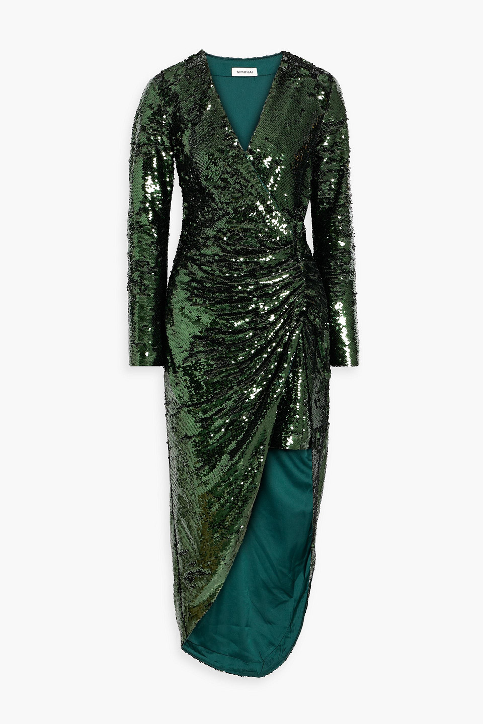 green emerald velvet dress Plunge Neck Wrap Hem Sequin Dress Xs main image 1