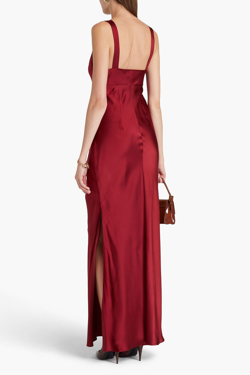 Nicholas Draped Silk-Blend Satin Gown - Merlot - 65% Off | Editorialist