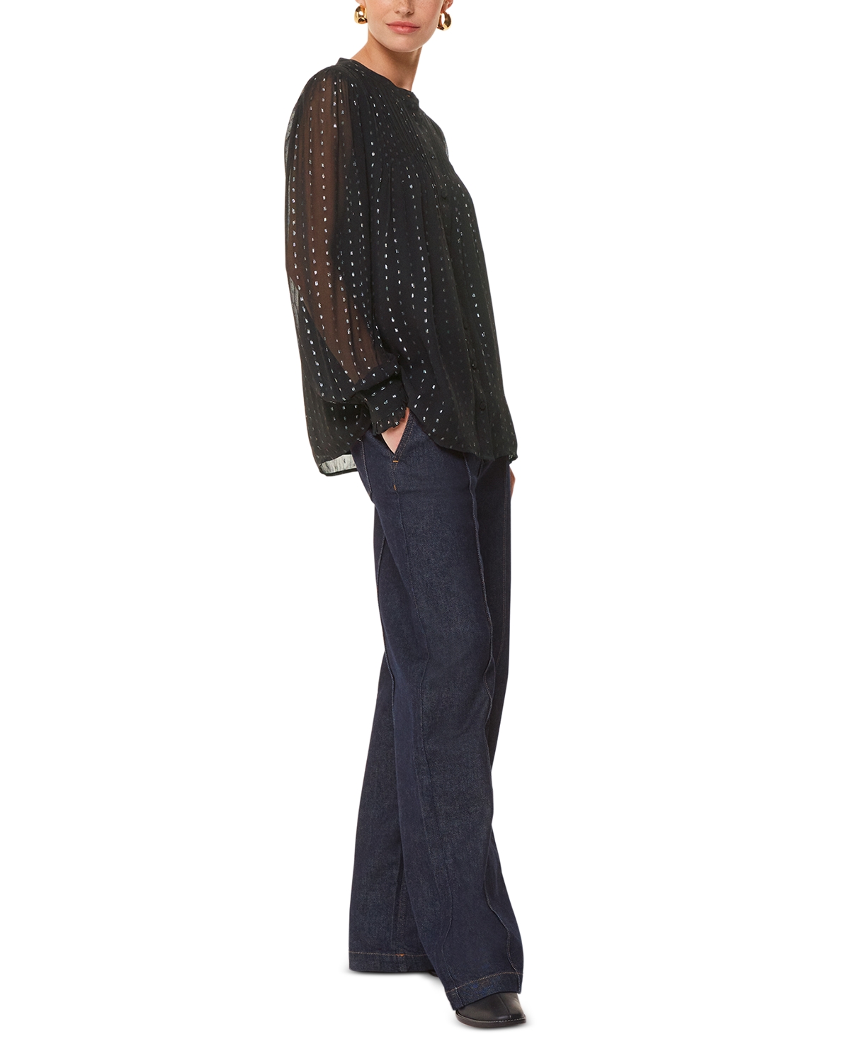 WHISTLES Metallic Stripe Shirt