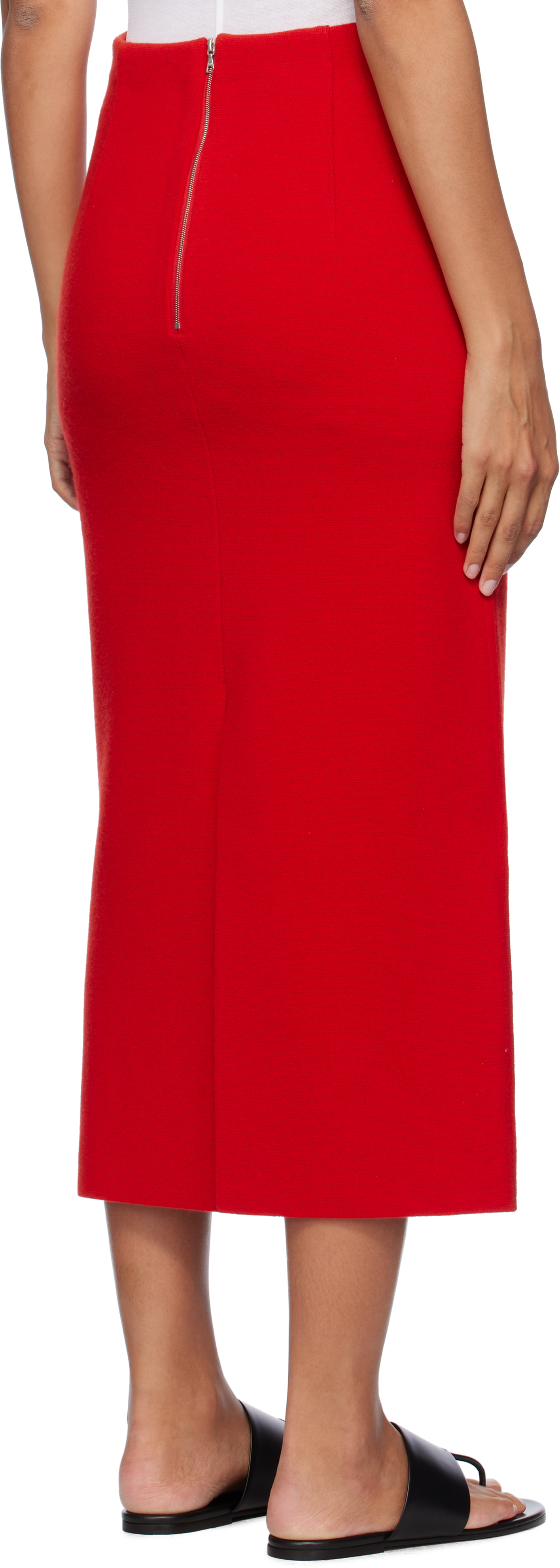 Buy Auralee Heavy Milano Rib Knit Midi Skirt - Red At 54% Off