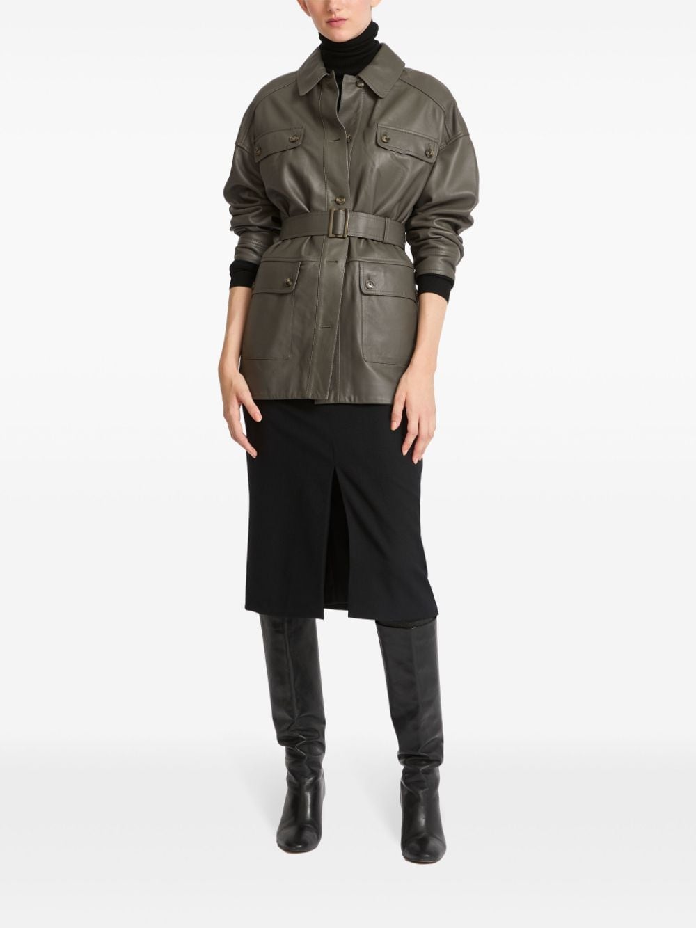 YVES SALOMON Yves Salomon Belted Leather Jacket