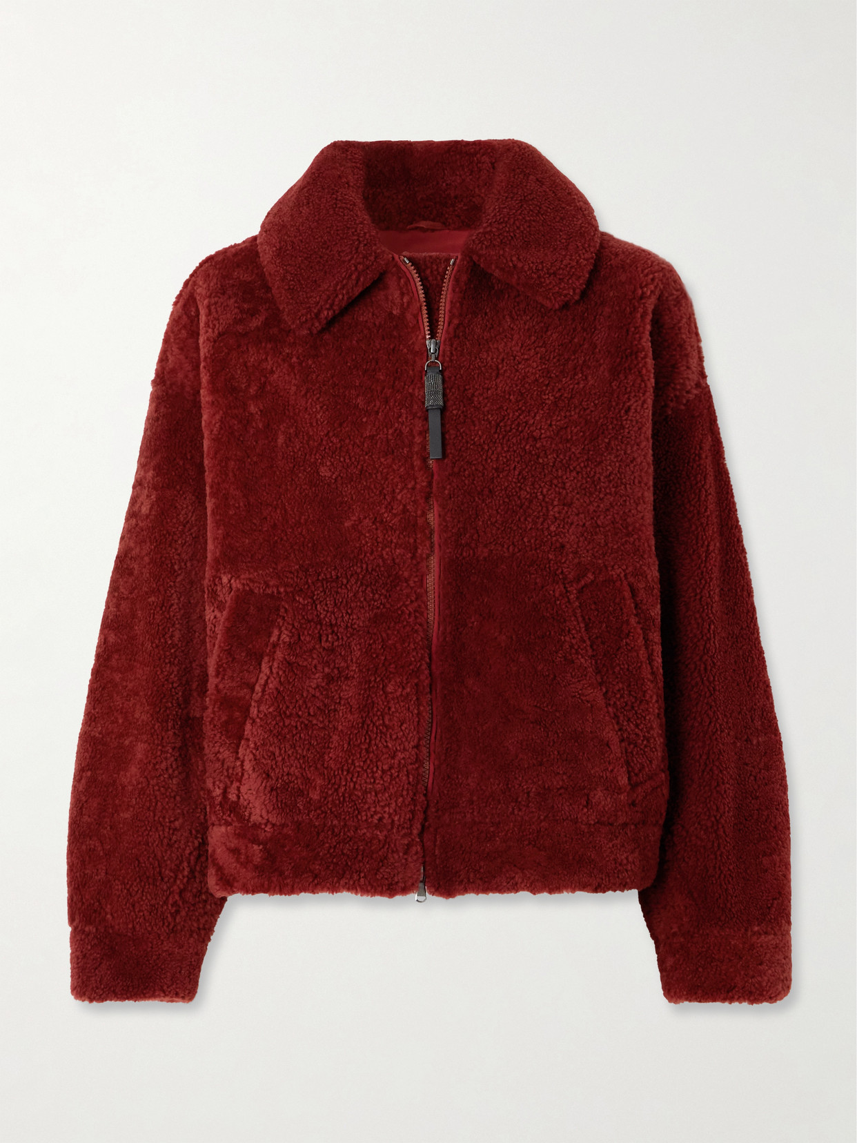 Brunello Cucinelli Shearling Jacket - Red - 40% Off | Editorialist