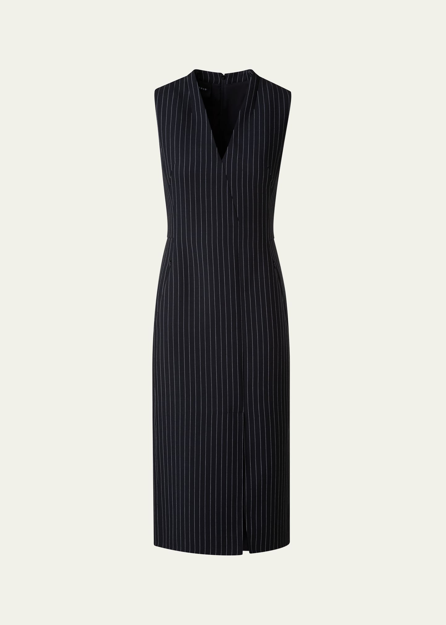【ANDRESD】pinstripe sleeveless dress Miss Selfridge tailored halter suit vest dress in gray