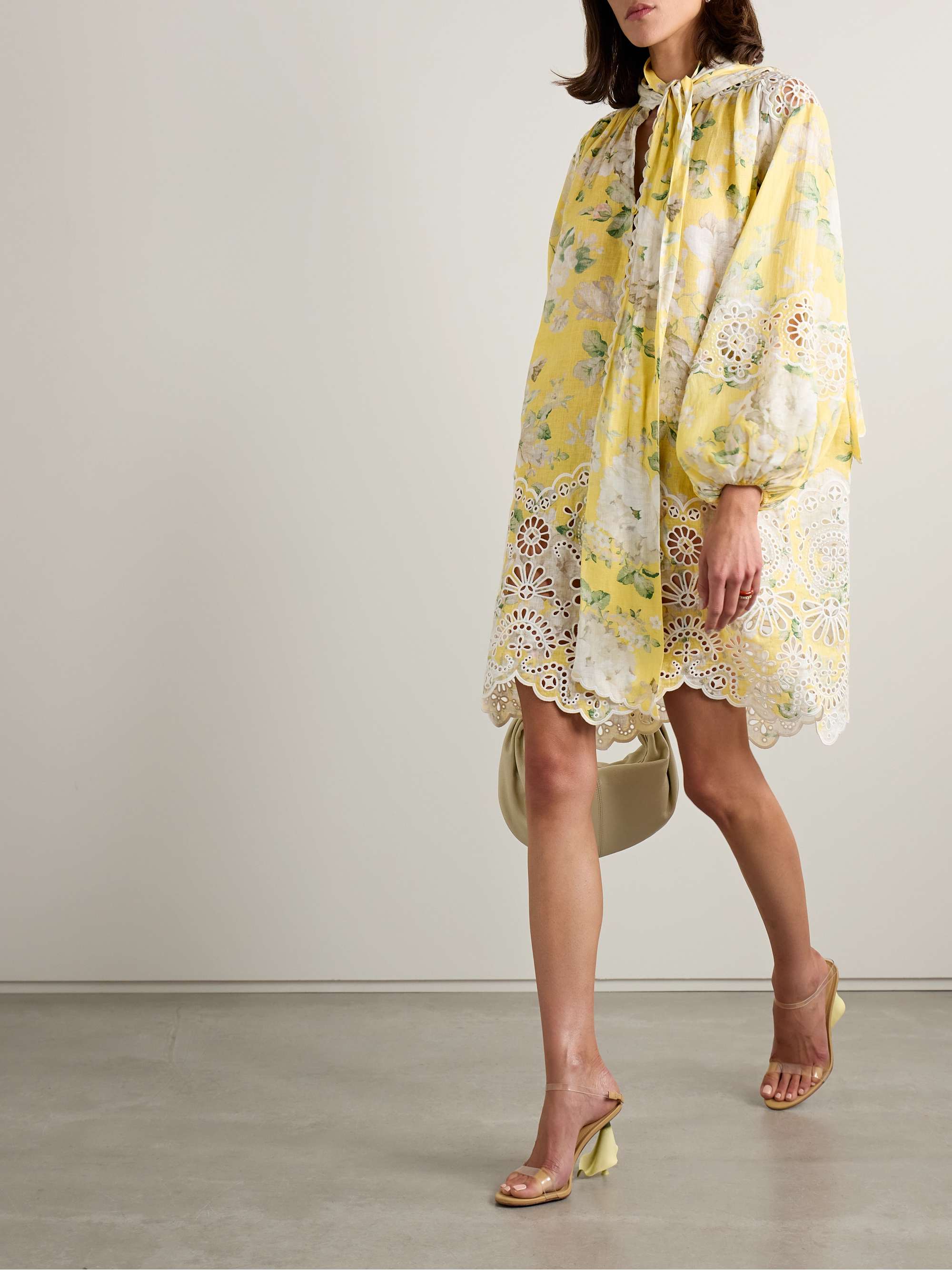 Zimmermann Acacia Floral-Print Linen Mini Dress In Yellow - 35% Off |  Editorialist