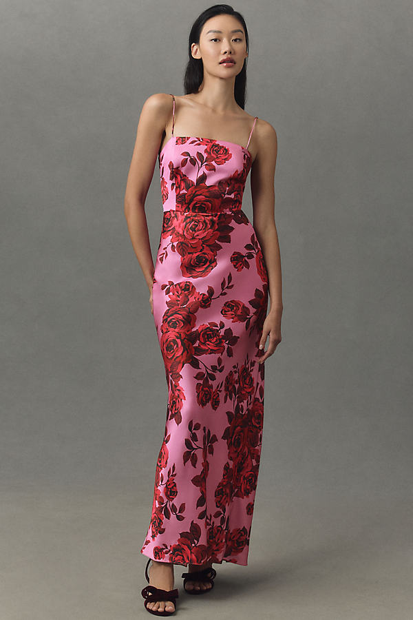 sachin & babi ila stretch satin maxi dress Sachin & Babi Ila Stretch Satin Maxi Dress In Blue Wildflowers - 31% Off
