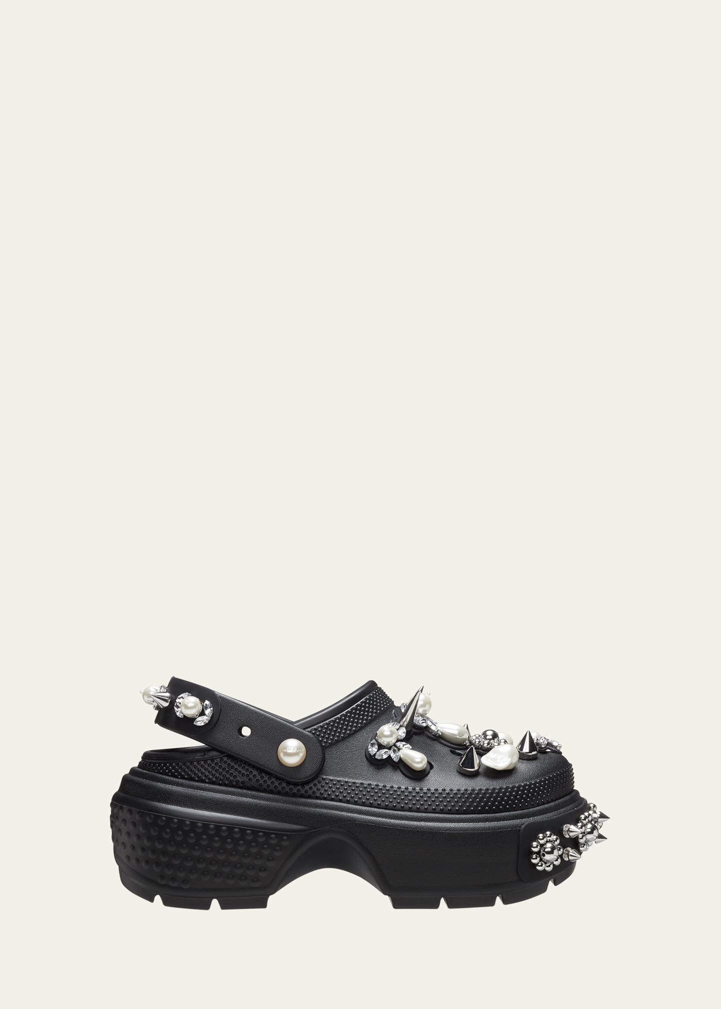 SIMONE ROCHA X CROCS Embellished Stomp Clogs - Black | Editorialist
