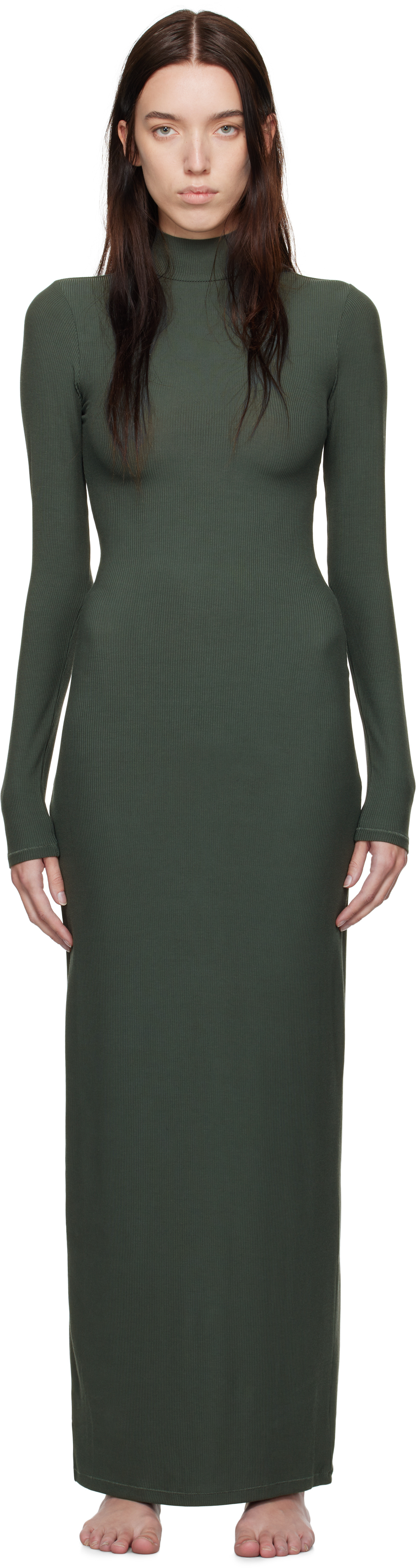Skims Soft Lounge Turtleneck Maxi Dress In Deep Sea - 20% Off | Editorialist