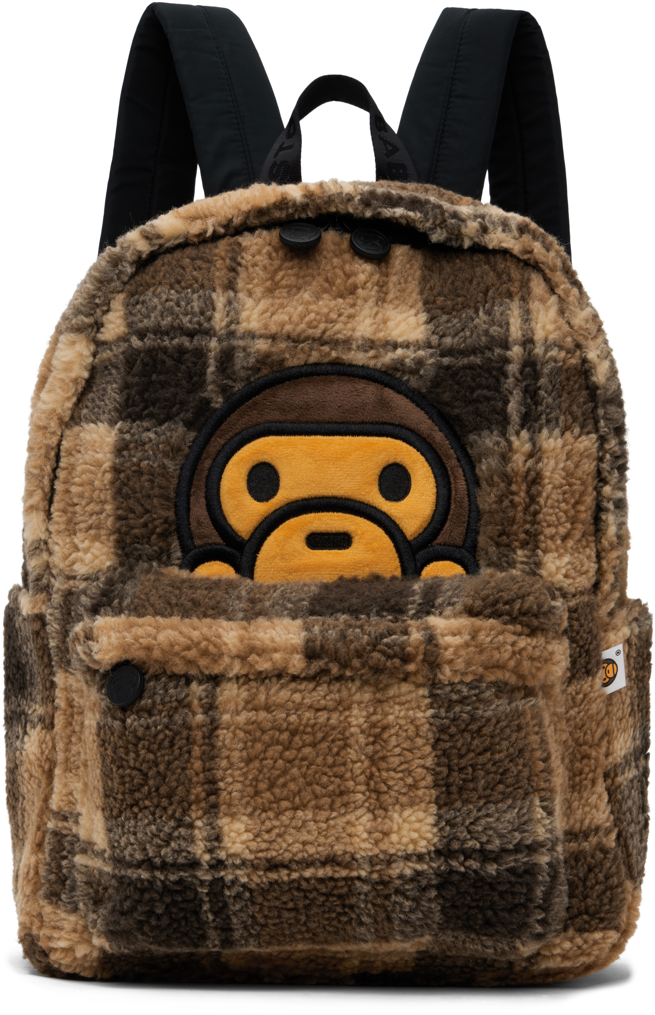 A Bathing Ape Brown Baby Milo Fur Check Backpack - Bgh | Editorialist