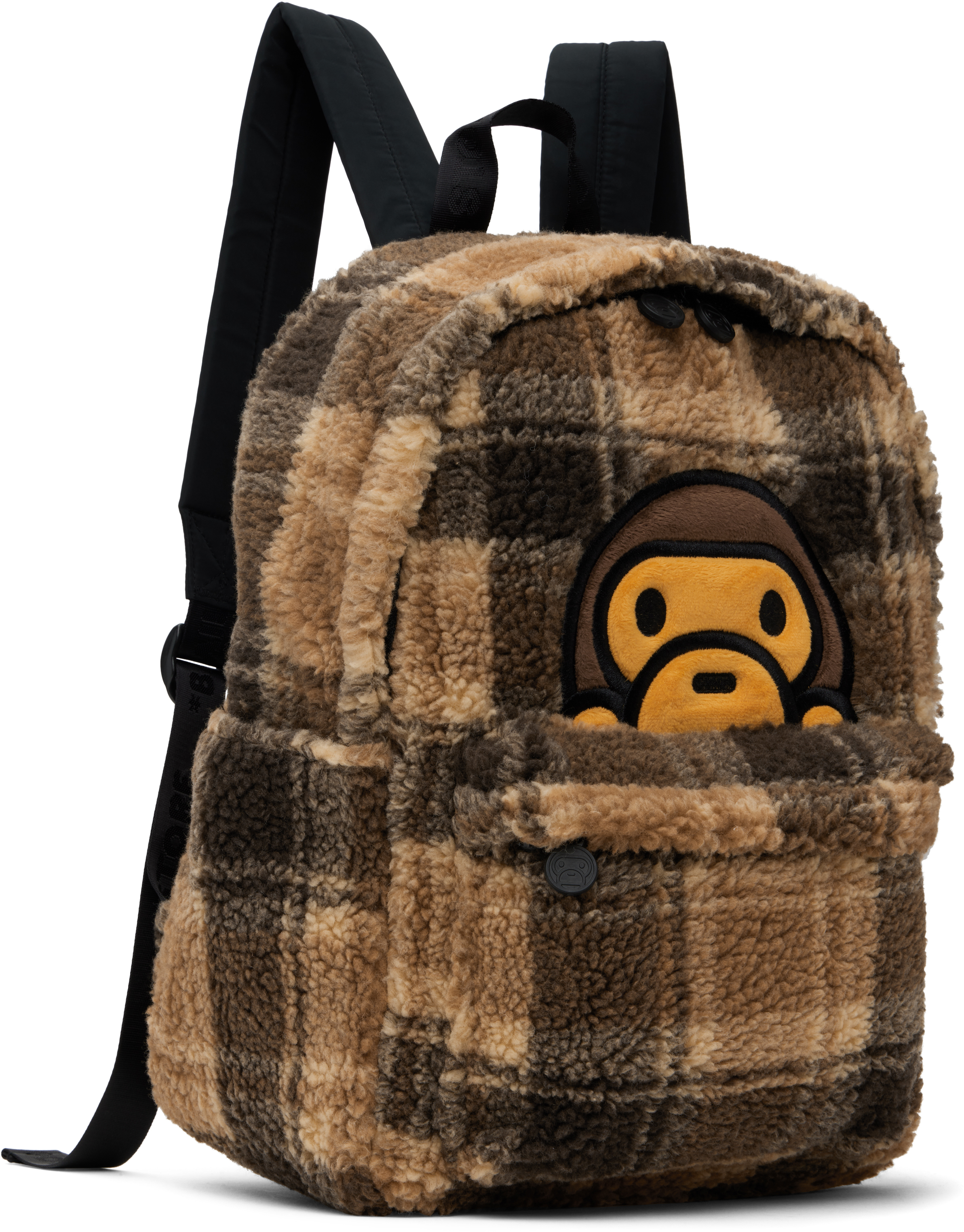 A Bathing Ape Brown Baby Milo Fur Check Backpack - Bgh | Editorialist