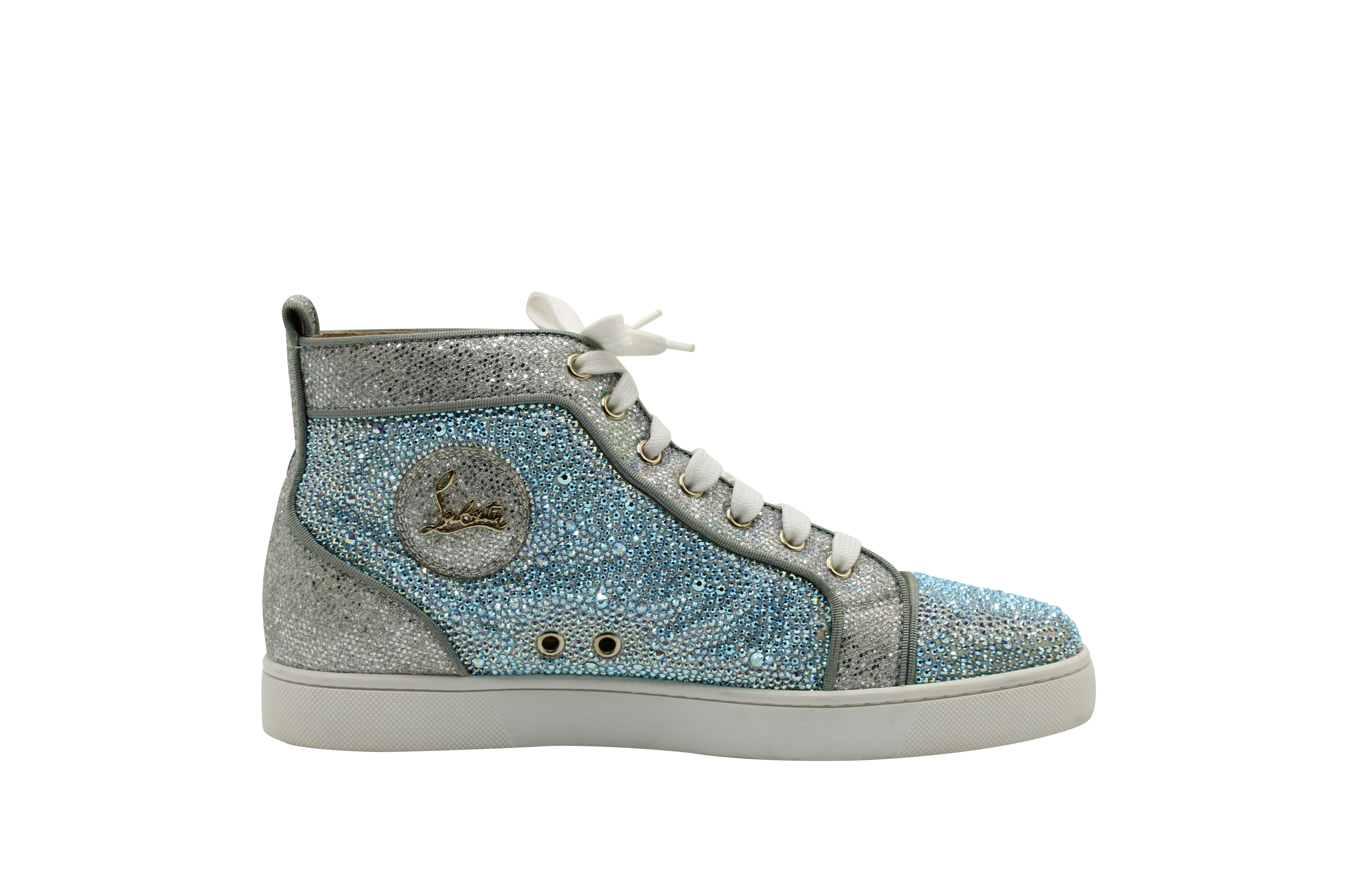 Christian Louboutin Louis Strass Flat Sneakers In Suede In 