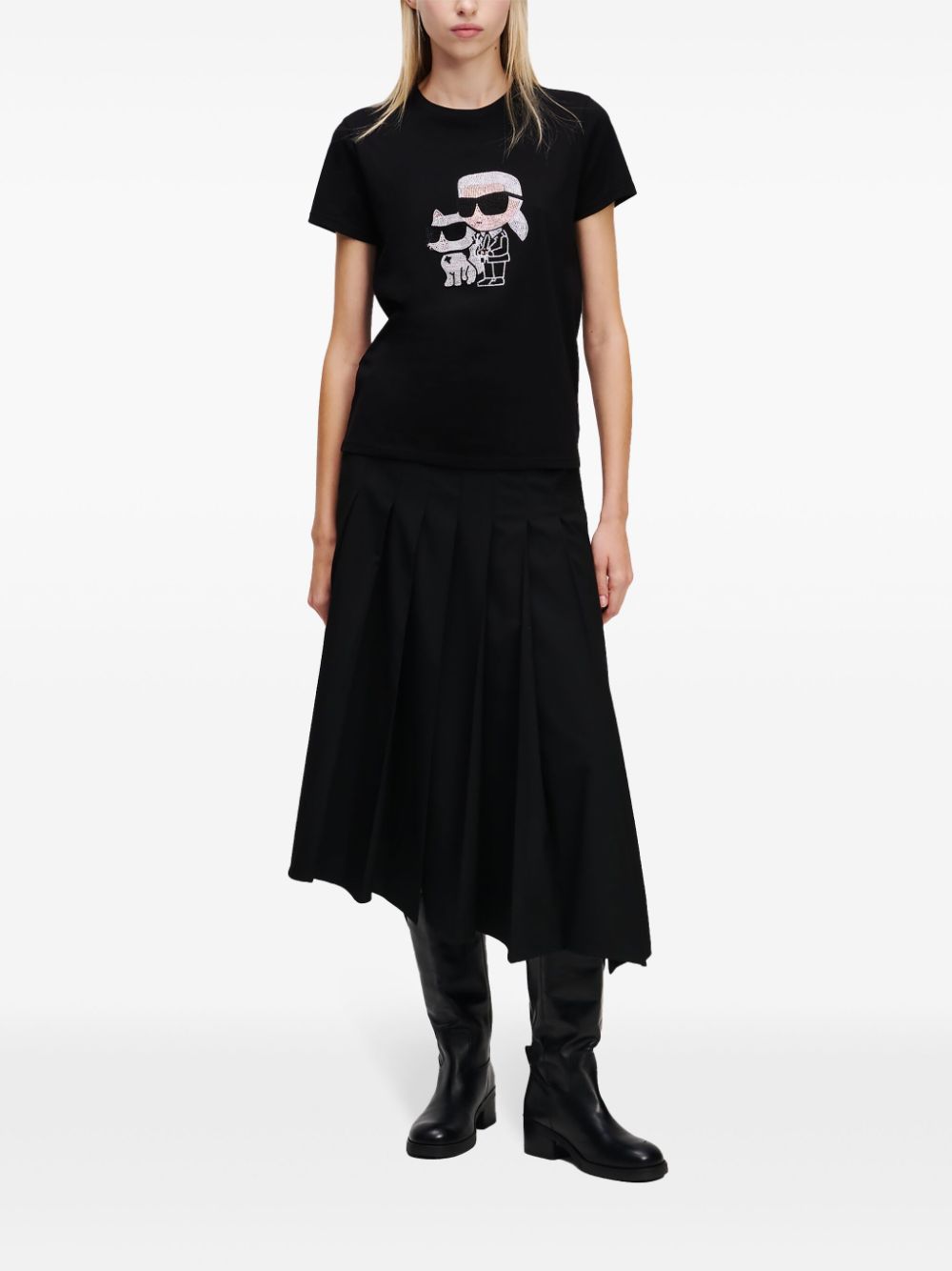 KARL LAGERFELD Ikon Choupette Rhinestone T-Shirt