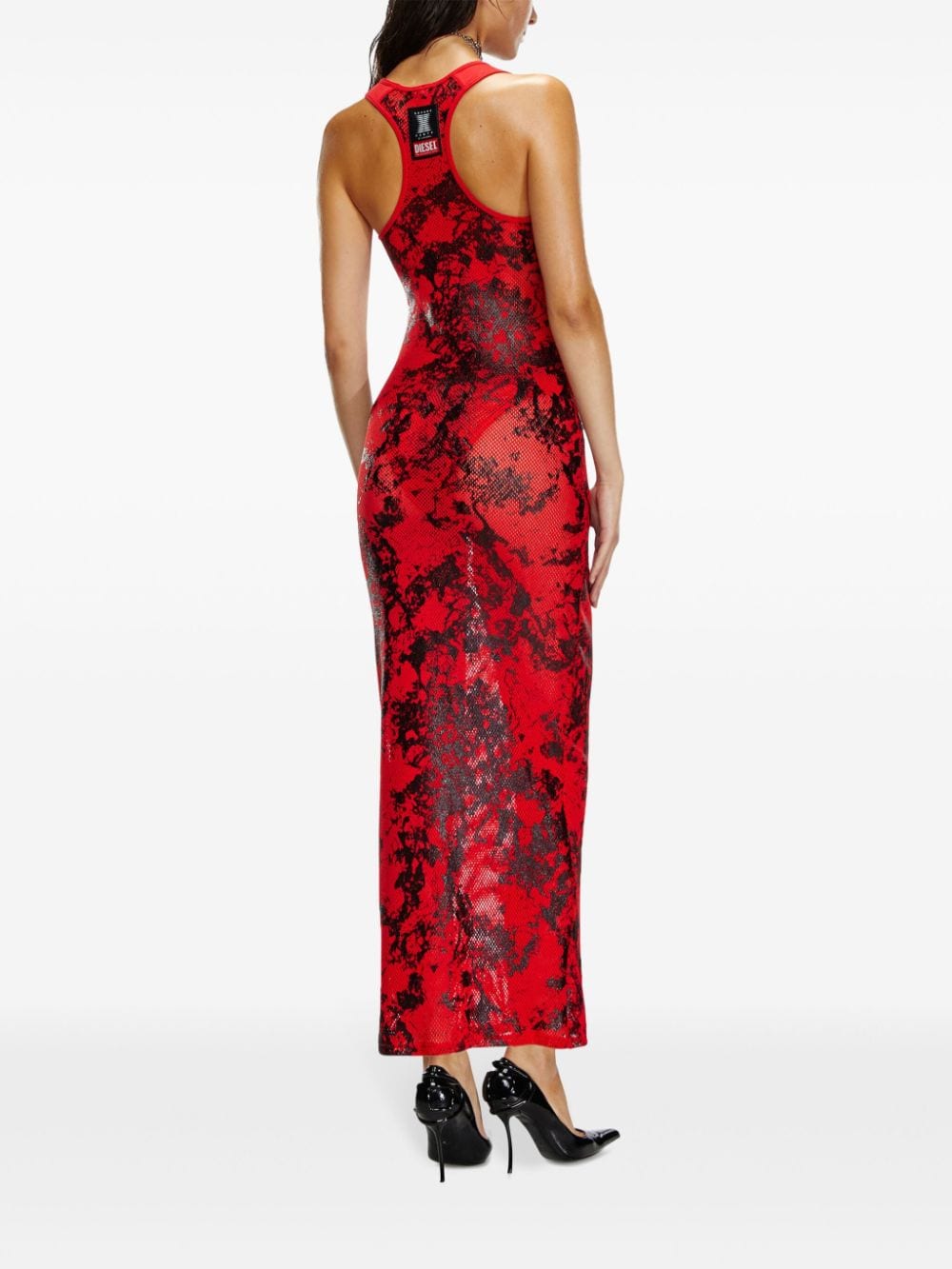 Diesel X Savage X Fenty Fishnet Slip Dress - Red | Editorialist Diesel X Savage X Fenty Fishnet Slip Dress - Red | Editorialist