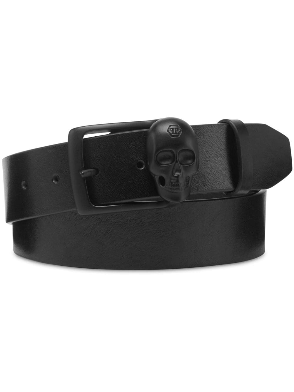 Philipp Plein Leather Belt With Skull Detail In Black - 53  display picture 2