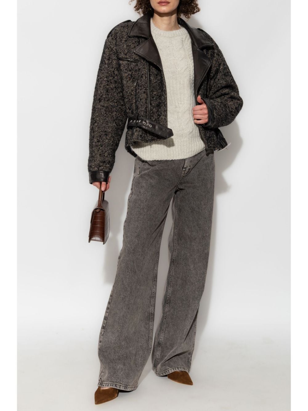 R13 R13 Herringbone-Pattern Biker Jacket
