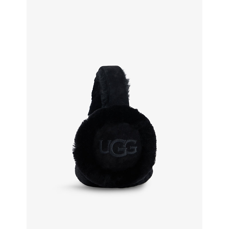 Ugg Sheepskin Earmuffs With Embroidered Logo - Black | Editorialist