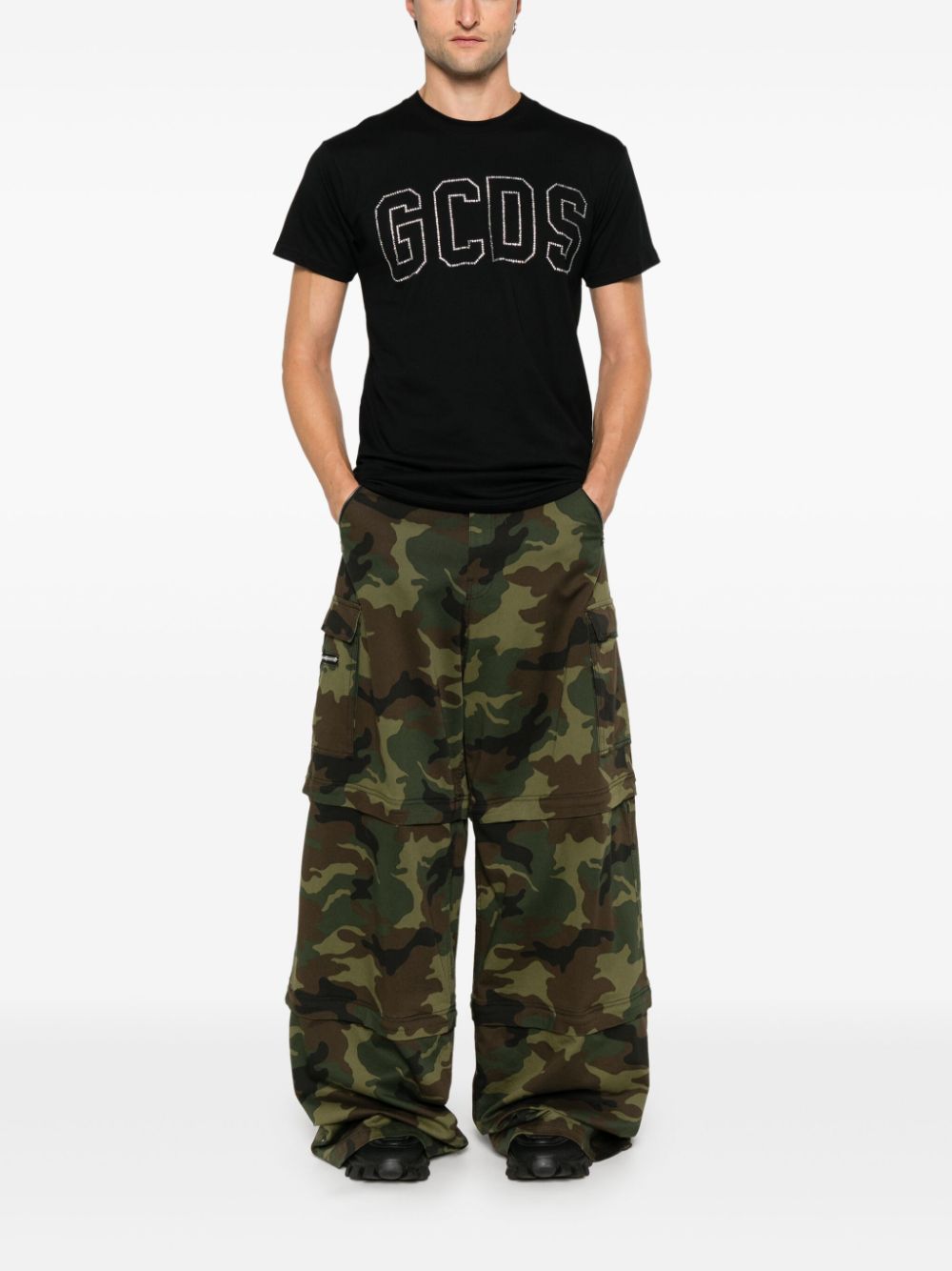 GCDS Crystal-Embellished Logo T-Shirt