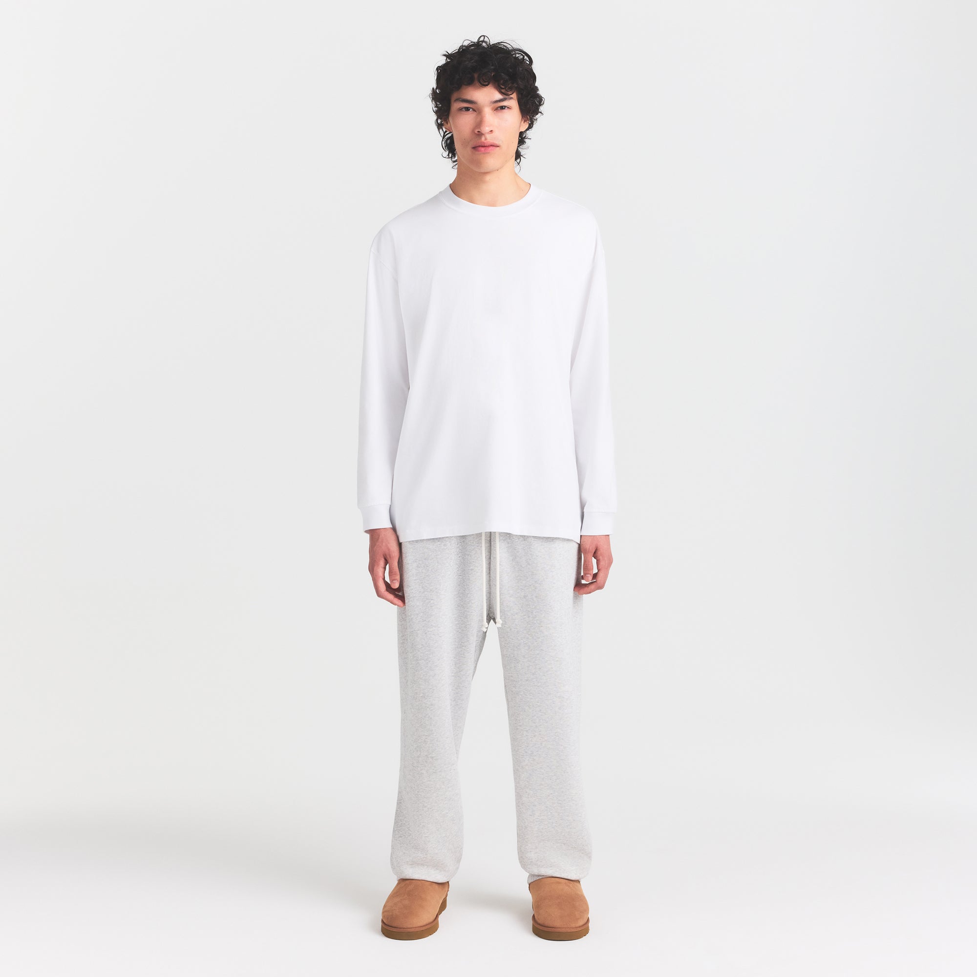 SKIMS mens relaxed long sleeve t shirt | black | medium | heavyweight cotton