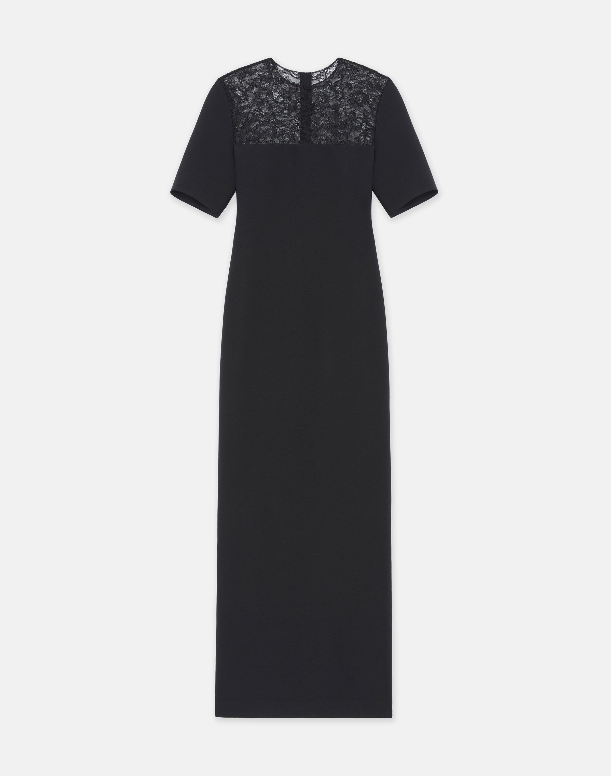Lafayette 148 New York Wool-Silk Crepe Lace Yoke Sheath Dress In Black - 50% Off | Editorialist Lafayette 148 New York Wool-Silk Crepe Lace Yoke Sheath Dress In Black - 50% Off | Editorialist