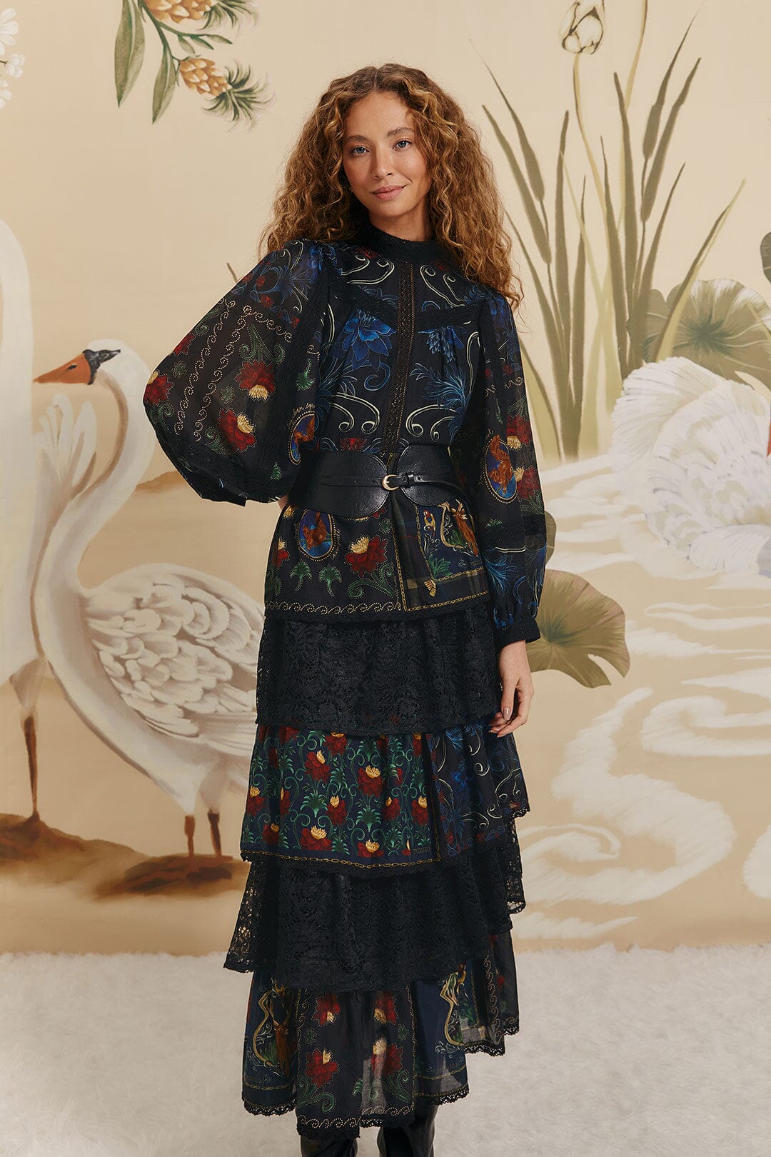 knee length dresses for ladies Womens Long Sleeve Dress Button Scarf Print Rayon Western Dress – Roper  Apparel & Footwear main image 0