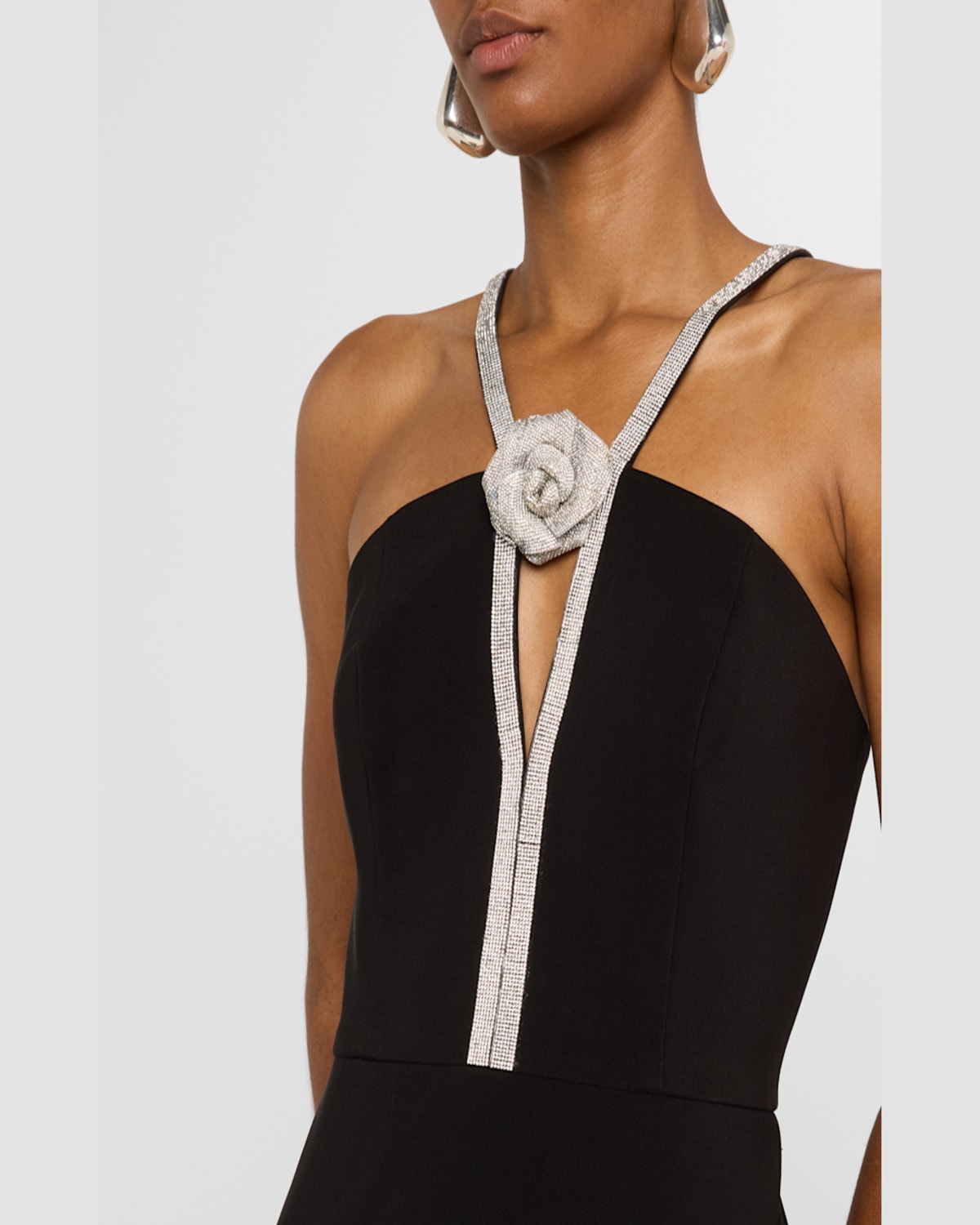 Buy LIV FOSTER Embellished Twill Halter Midi Dress - Black At 76% Off
