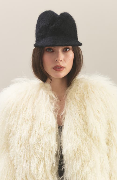 Gigi Burris Millinery Navy Cashmere & Rabbit Hair Felt Hat L New! Women main image 3