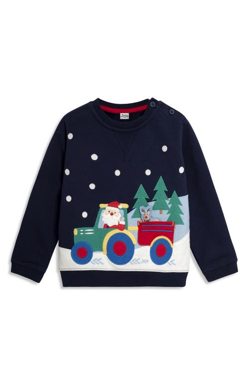 Jojo Maman Bebe Holiday Santa Graphic Sweatshirt In Navy 60% Off