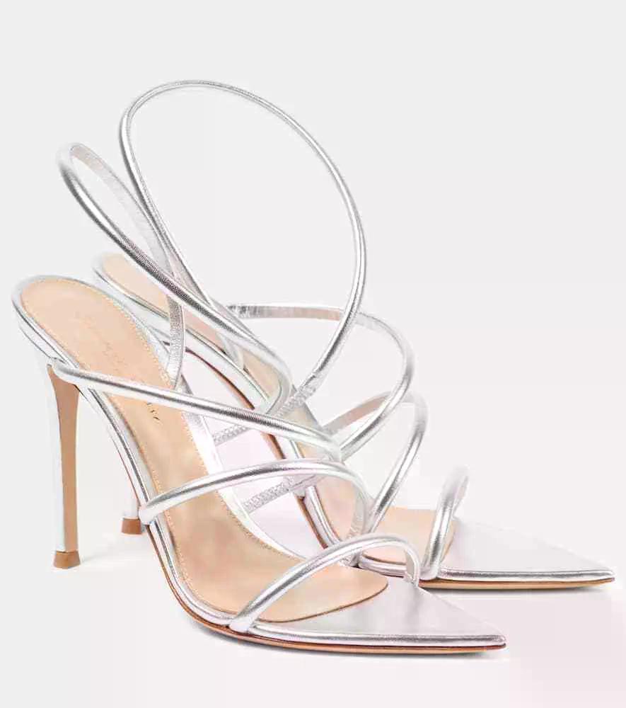 GIANVITO ROSSI Gianvito Rossi Ettie 105 Metallic Leather Sandals