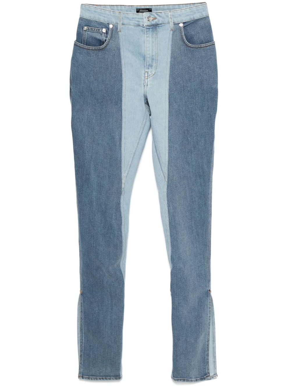 Mugler Two-Tone Skinny Jeans In Blue Editorialist