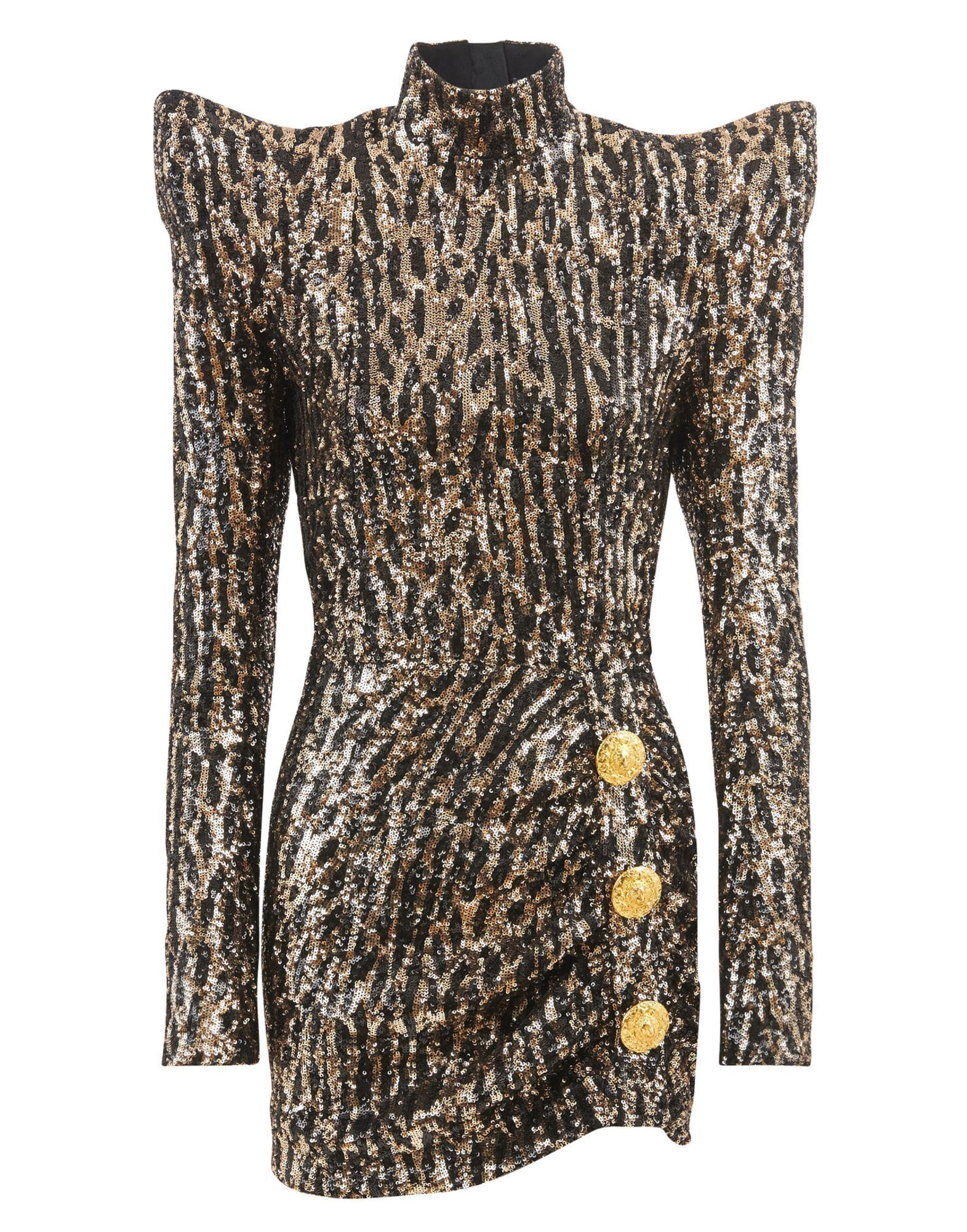 Balmain Sequin Embroidered Mini Dress - Gold | Editorialist